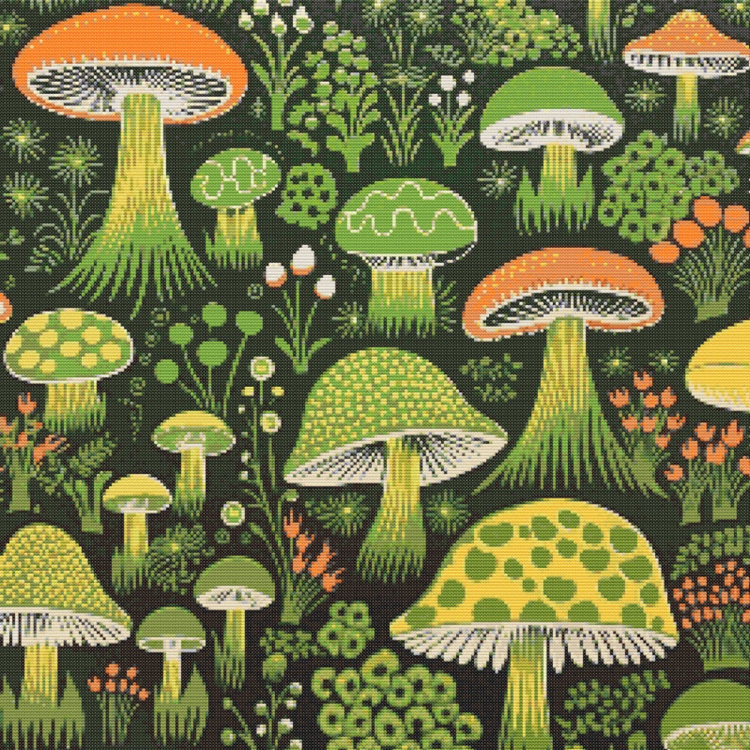 Retro Mushrooms 6 Cross-stitch Pattern Digital Download - Etsy
