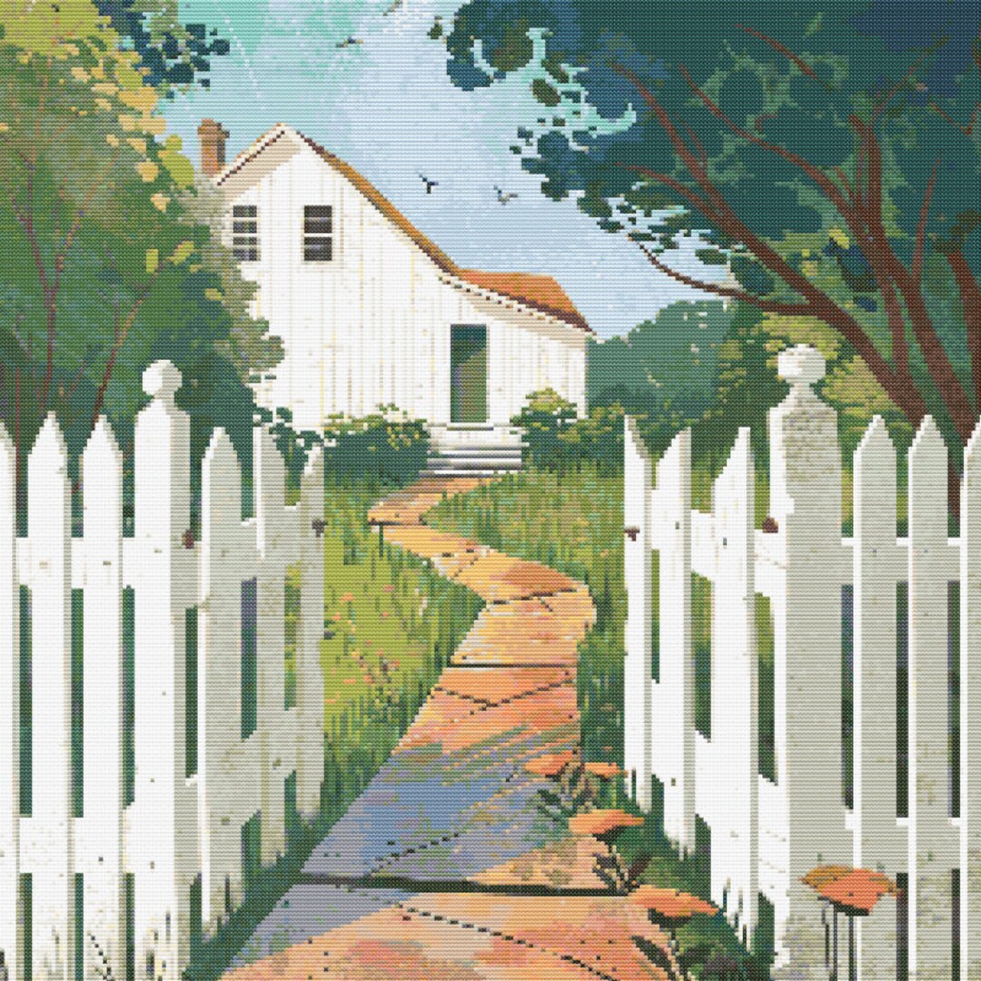 White Picket Fence Scene 5 Cross-stitch Pattern Digital Download - Etsy