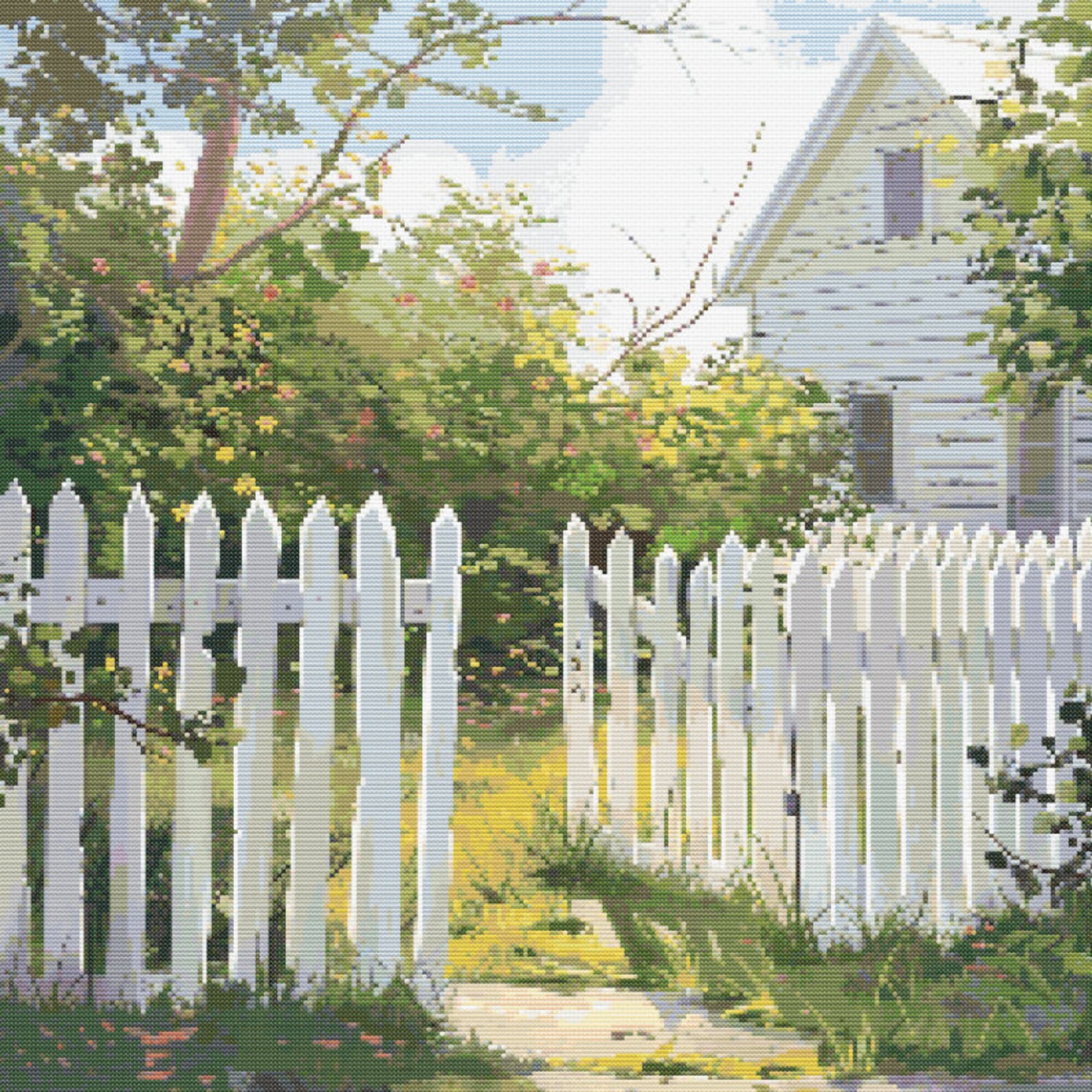 White Picket Fence Scene 7 Cross-stitch Pattern Digital Download - Etsy
