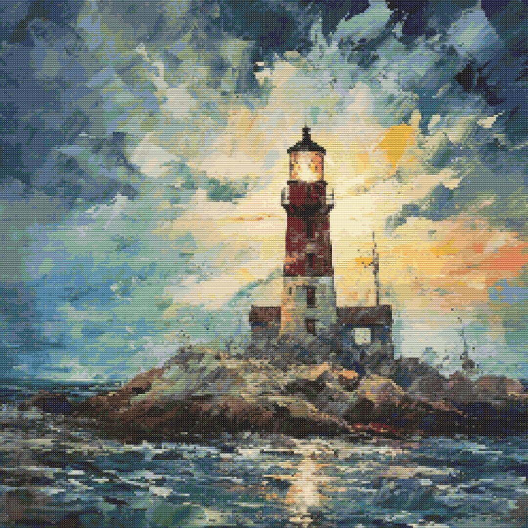 Impressionist Lighthouse 1 Cross-stitch Pattern Digital Download - Etsy