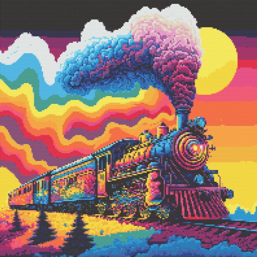Rainbow Steam Locomotive Cross-stitch Pattern - Etsy