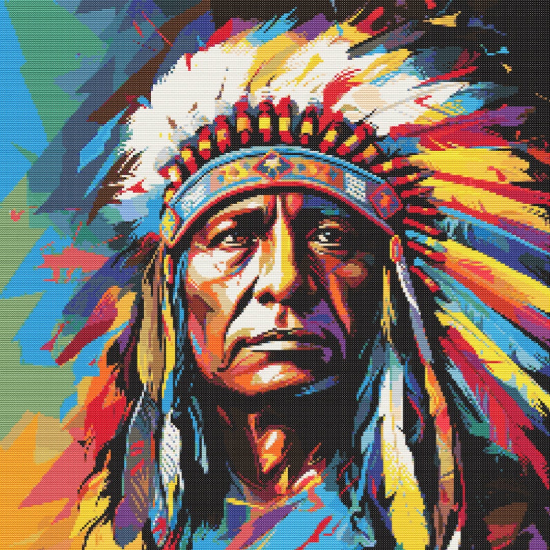 Indian Chief in Bright Colors 3 Cross-stitch Pattern Digital Download ...