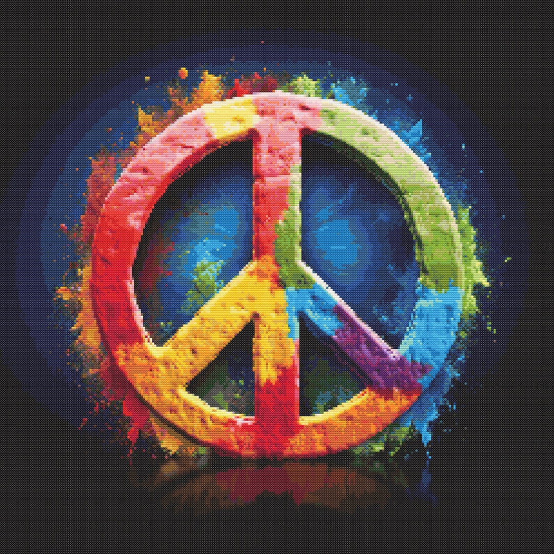 Rainbow Peace Sign 3 Cross-stitch Pattern Digital Download - Etsy