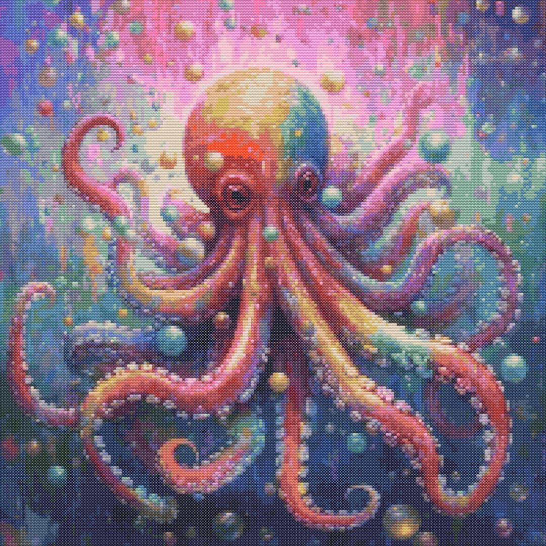 Magical Rainbow Octopus 1 Cross-stitch Pattern Digital Download - Etsy