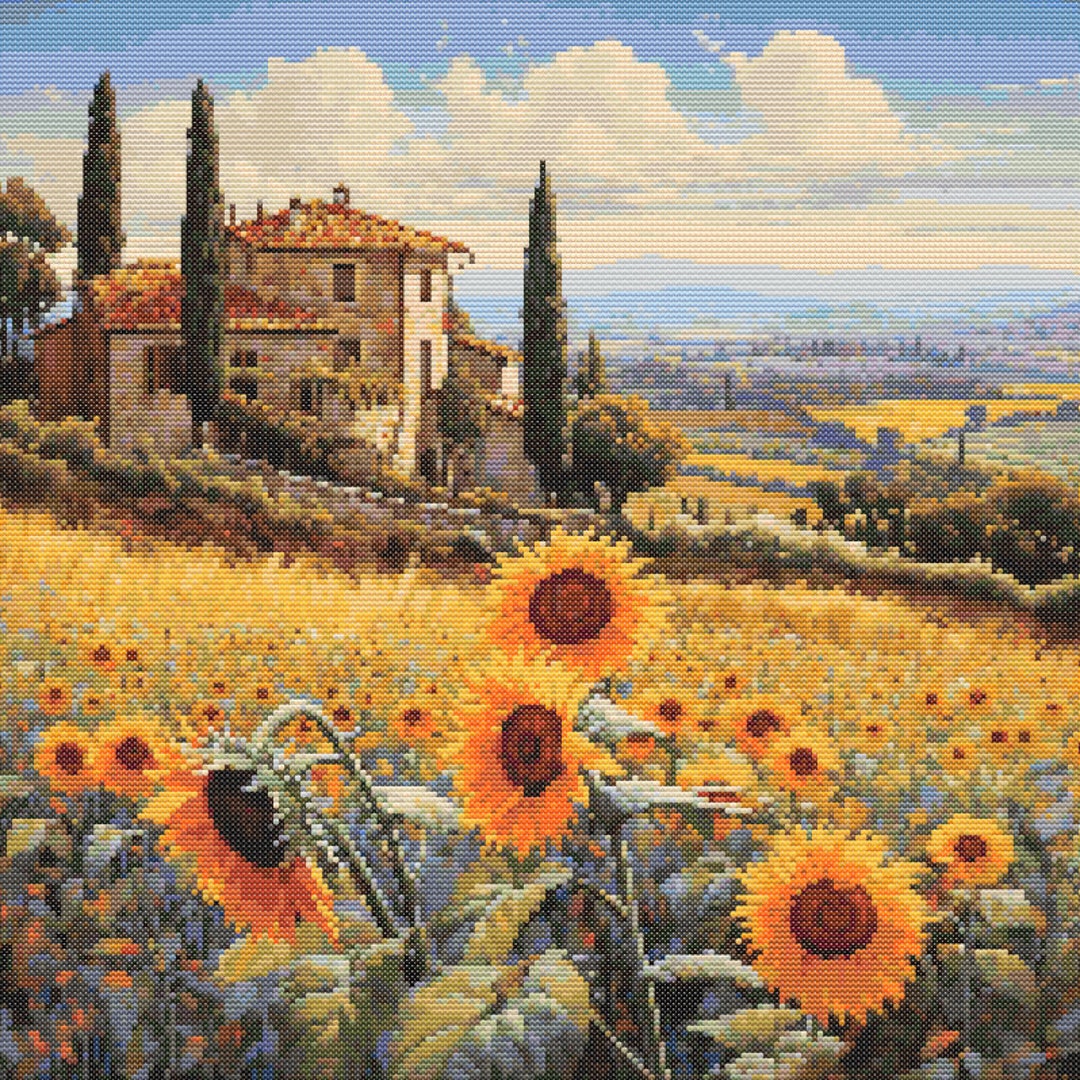 Tuscan Villa With Sunflowers 2 Cross-stitch Pattern Digital Download - Etsy