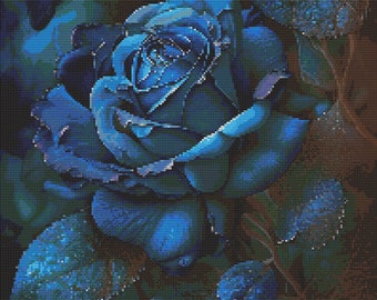 Blue Rose Cross Stitch Pattern PDF. - Etsy