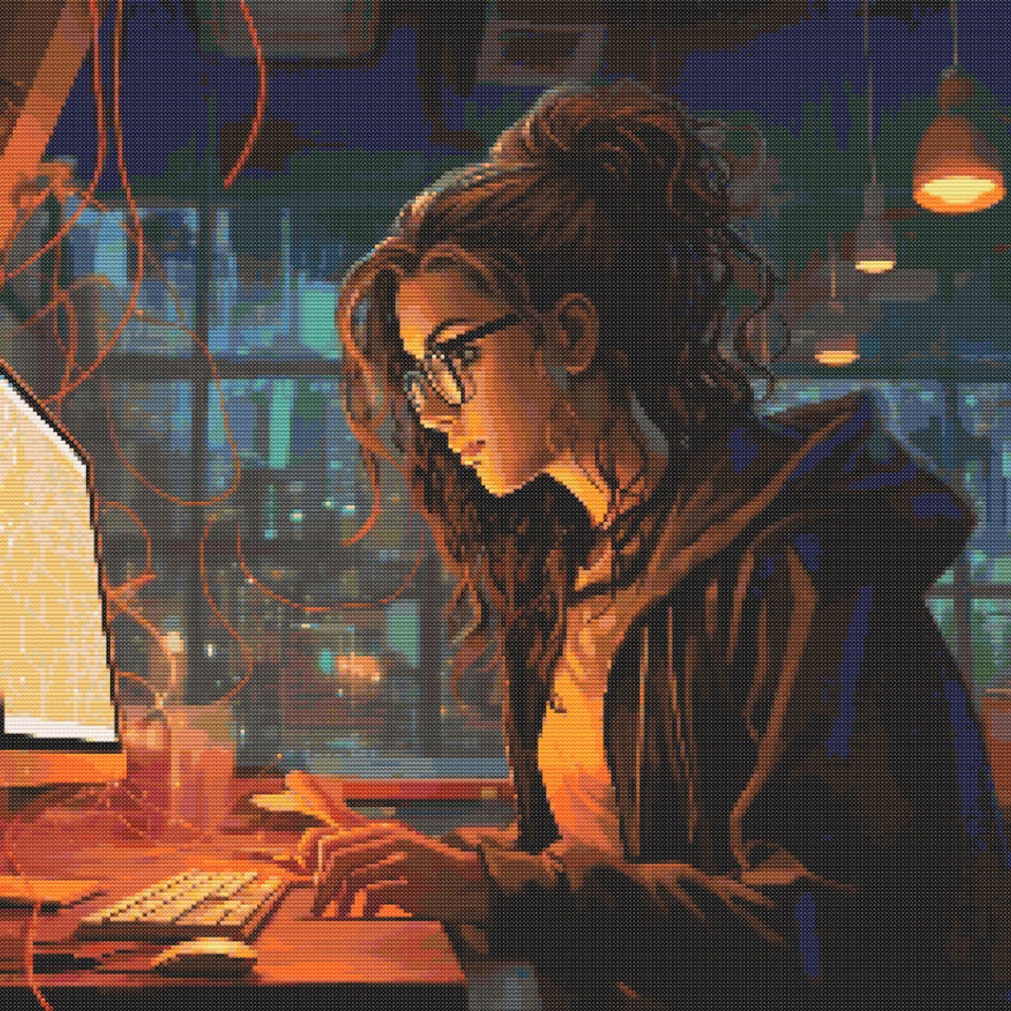 Computer Programmer Girl 8 Cross-stitch Pattern Digital Download - Etsy