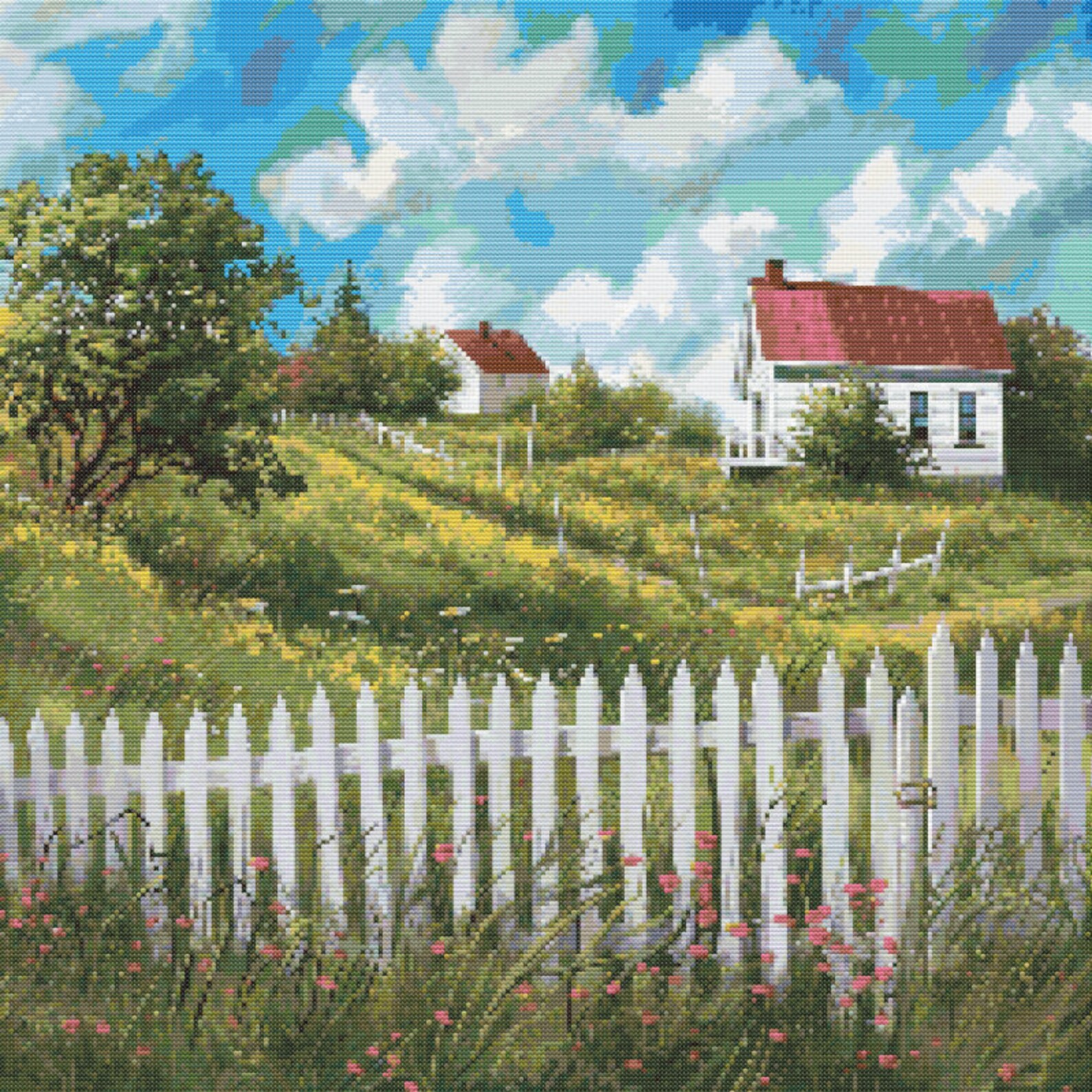 White Picket Fence Scene 8 Cross-stitch Pattern Digital Download - Etsy