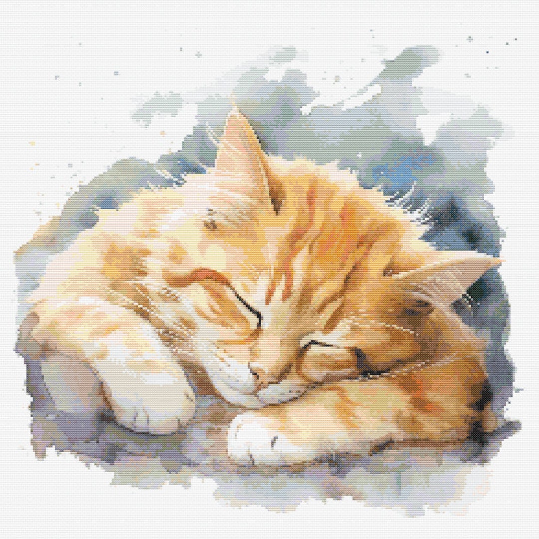 Sleeping Cat Watercolor 3 Cross-stitch Pattern Digital Download - Etsy