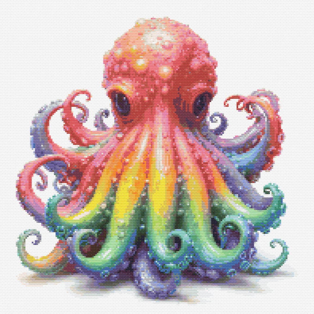 Magical Rainbow Octopus 6 Cross-stitch Pattern Digital Download - Etsy