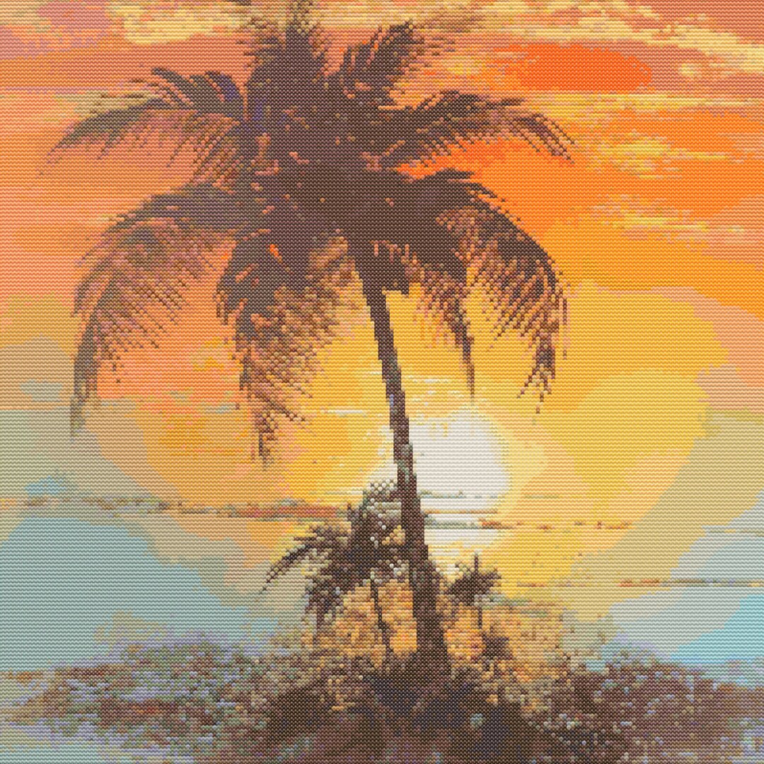 Tropical Island Palm Tree Cross-stitch Pattern Digital Download - Etsy