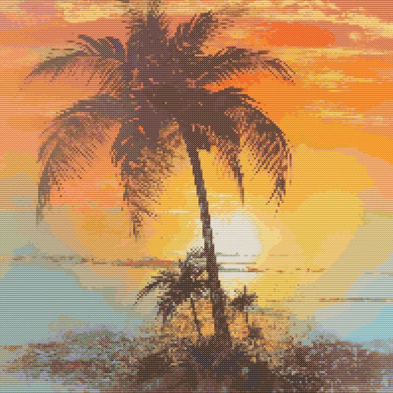 Tropical Island Palm Tree Cross-stitch Pattern Digital - Etsy