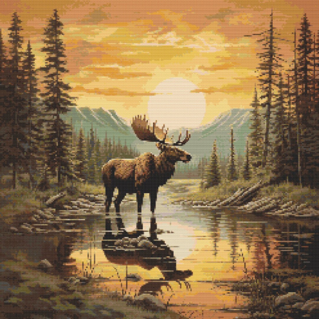Moose Scene 3 Cross-stitch Pattern Digital Download - Etsy