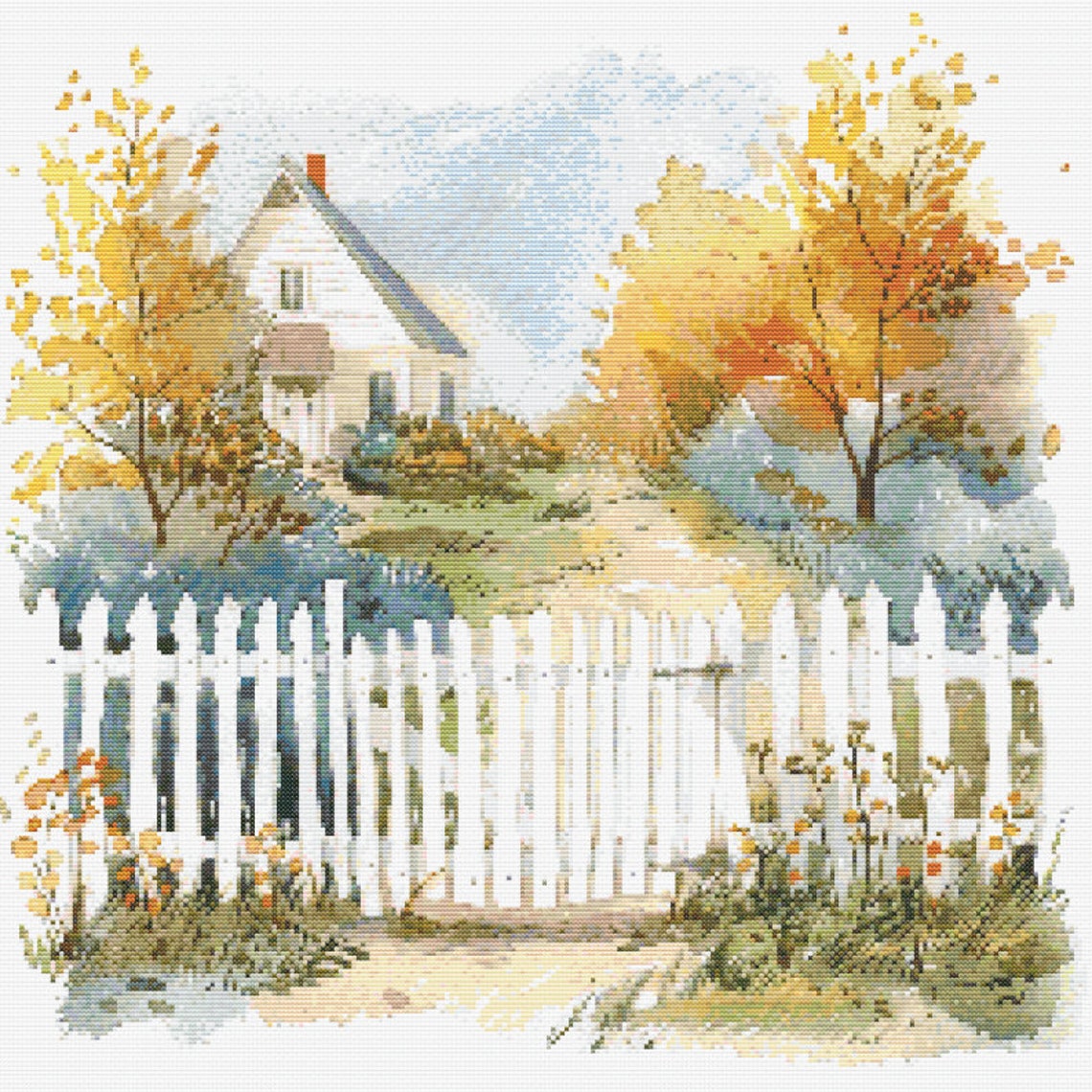 White Picket Fence Scene 6 Cross-stitch Pattern Digital Download - Etsy