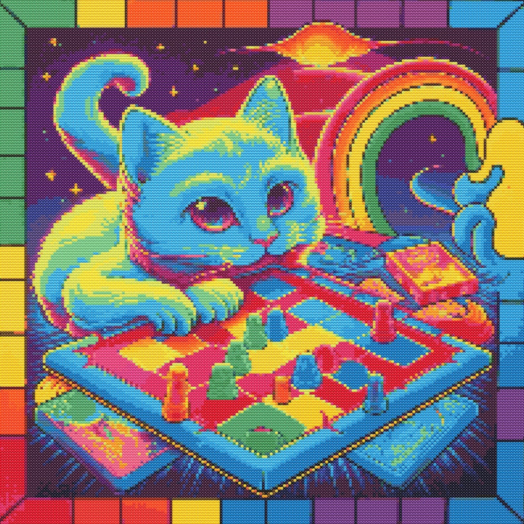 Cat Playing Board Game 1 Cross-stitch Pattern Digital Download - Etsy