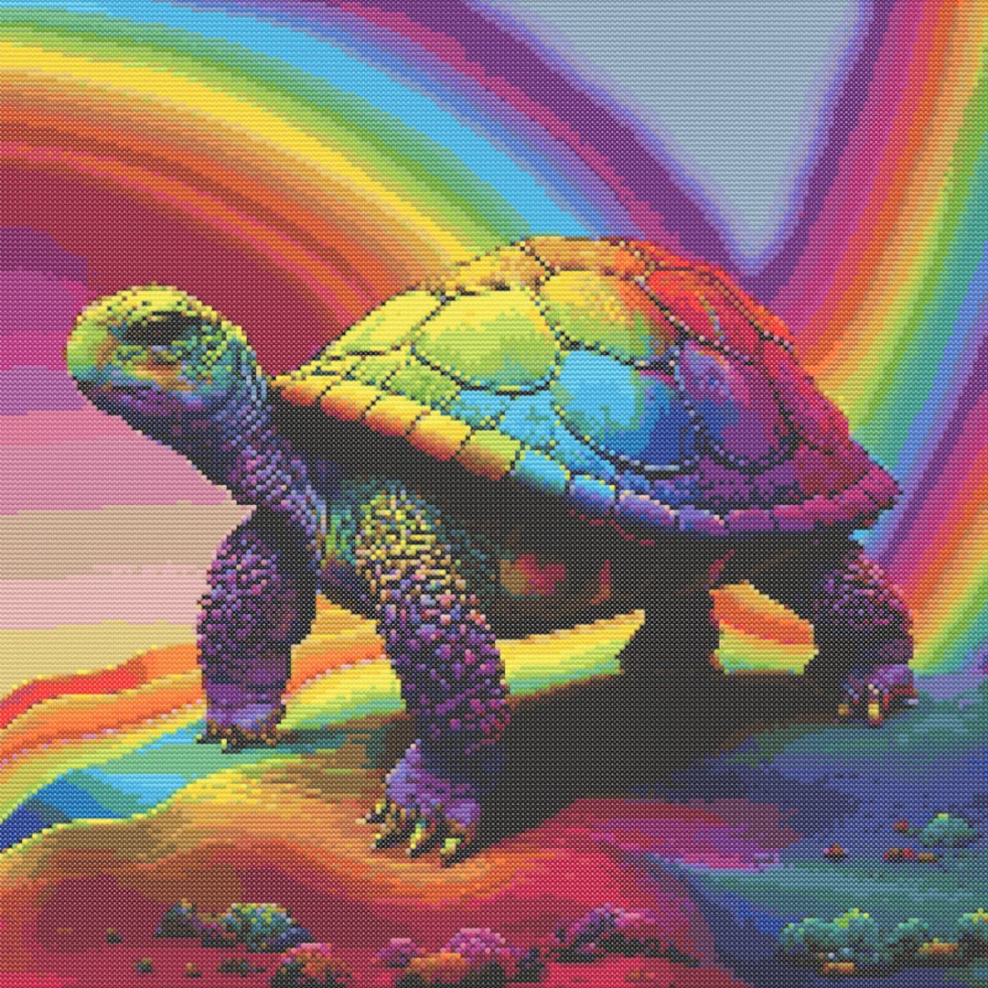 Rainbow Tortoise Cross-stitch Pattern Digital Download - Etsy