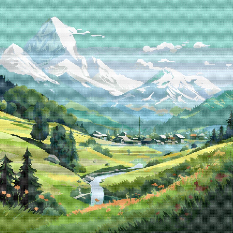 Switzerland Countryside Scene 4 Cross-stitch Pattern Digital - Etsy