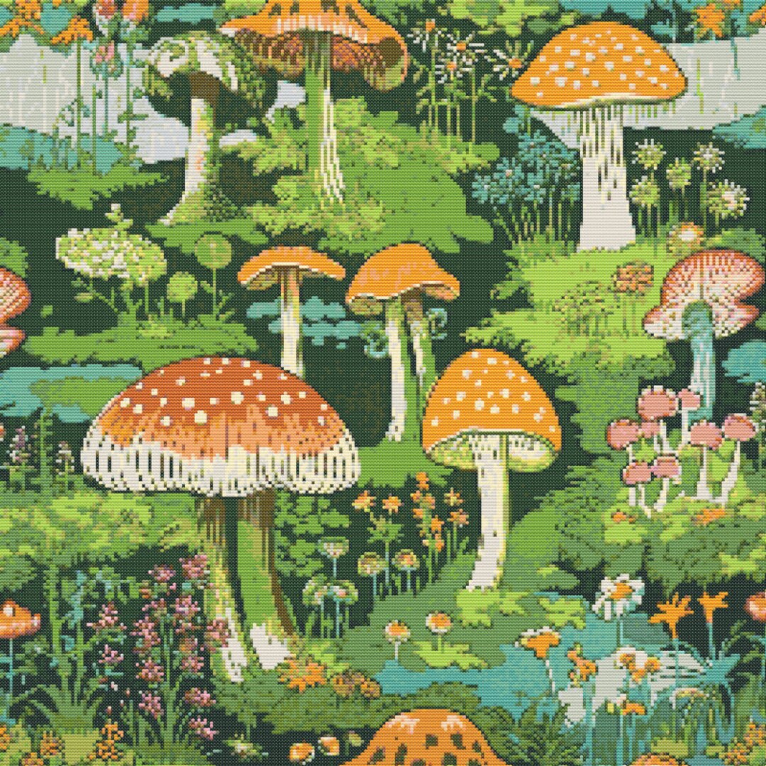 Retro Mushrooms 5 Cross-stitch Pattern Digital Download - Etsy