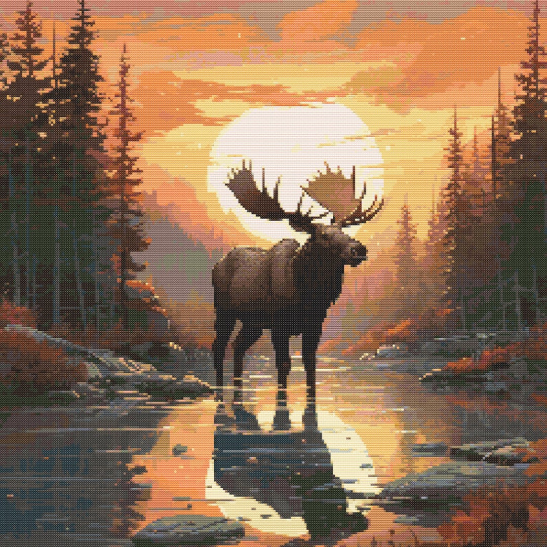 Moose Scene 1 Cross-stitch Pattern Digital Download - Etsy