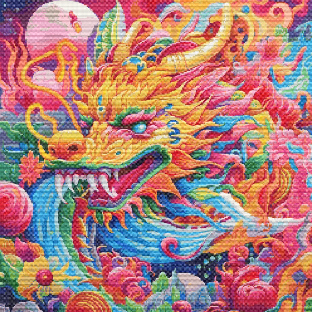 Chinese Dragon in Bright Colors 3 Cross-stitch Pattern Digital Download ...