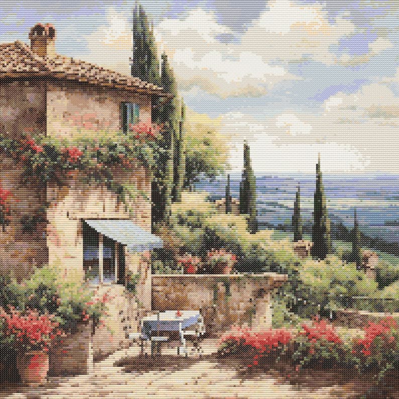Tuscan Villa Scene 3 Cross-stitch Pattern Digital Download - Etsy