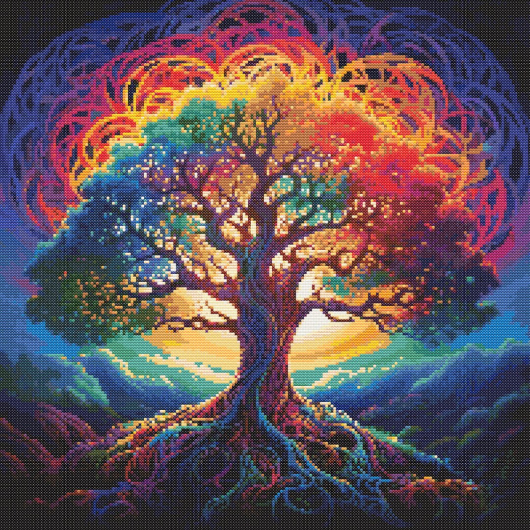Rainbow Tree of Life 8 Cross-stitch Pattern Digital Download - Etsy