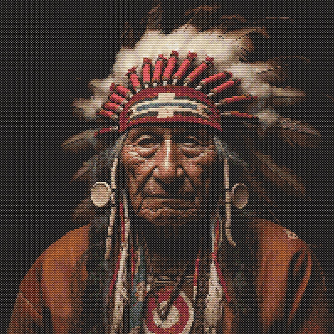 Native American Indian Chief 7 Cross-stitch Pattern Digital Download - Etsy