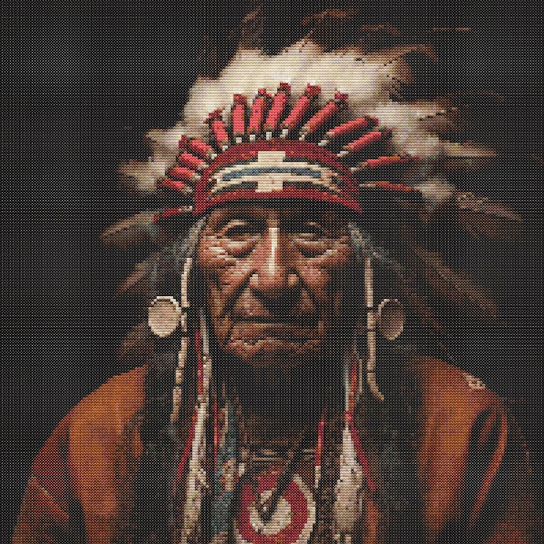 Native American Indian Chief 7 Cross-stitch Pattern Digital Download - Etsy