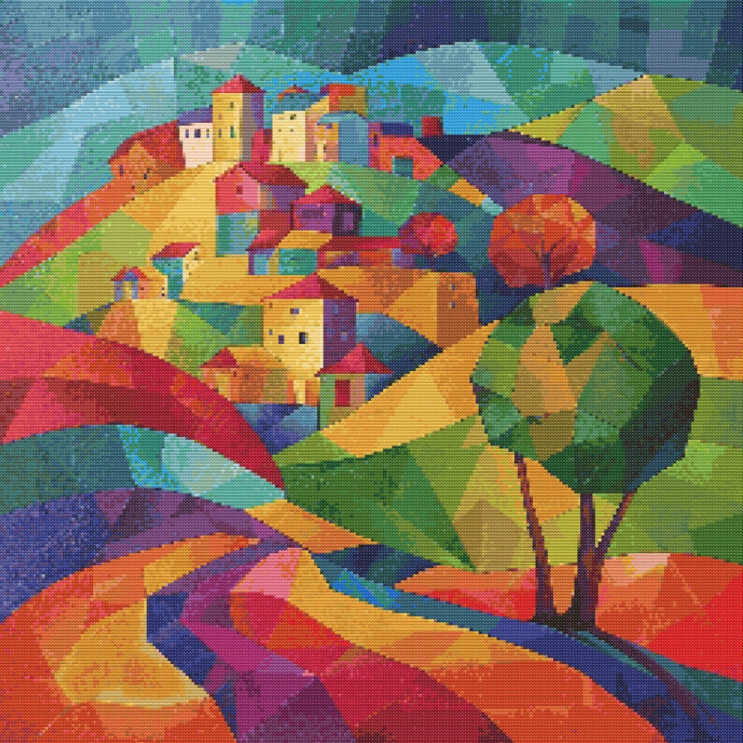 Bright Cubist Landscape 2 Cross-stitch Pattern Digital Download - Etsy