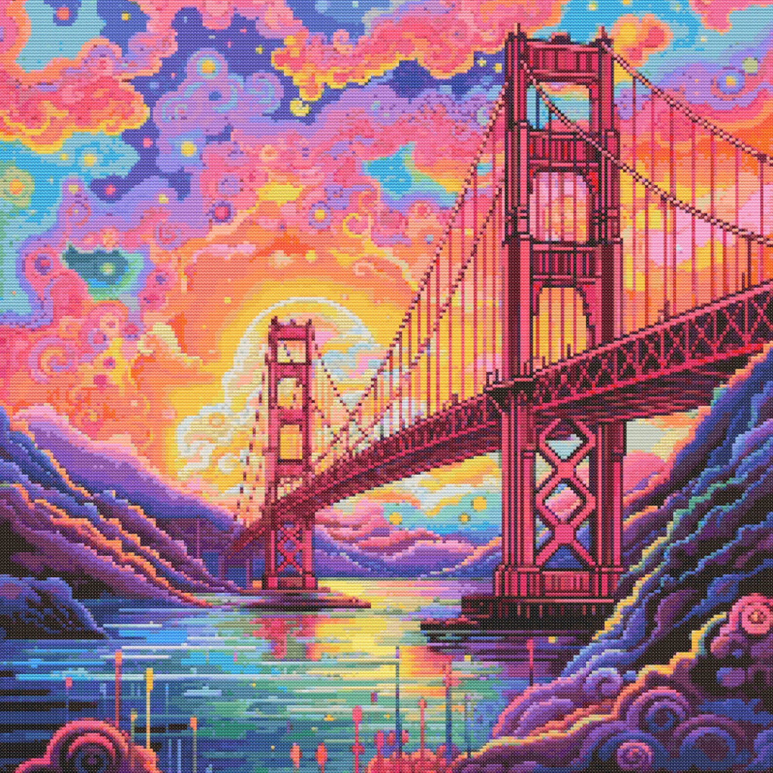 Fantasy Golden Gate Bridge 1 Cross-stitch Pattern Digital Download - Etsy