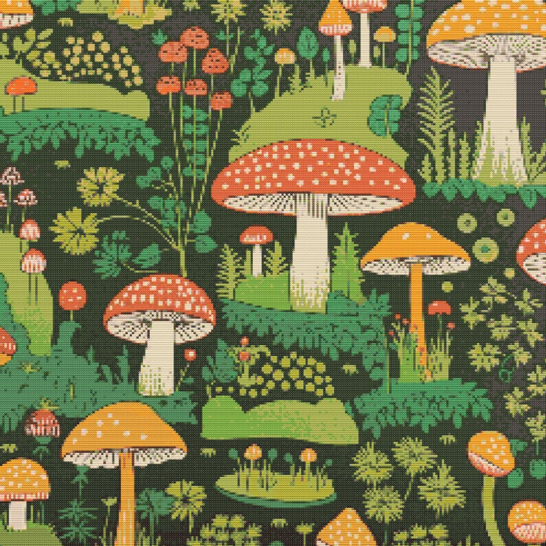 Retro Mushrooms 3 Cross-stitch Pattern Digital Download - Etsy