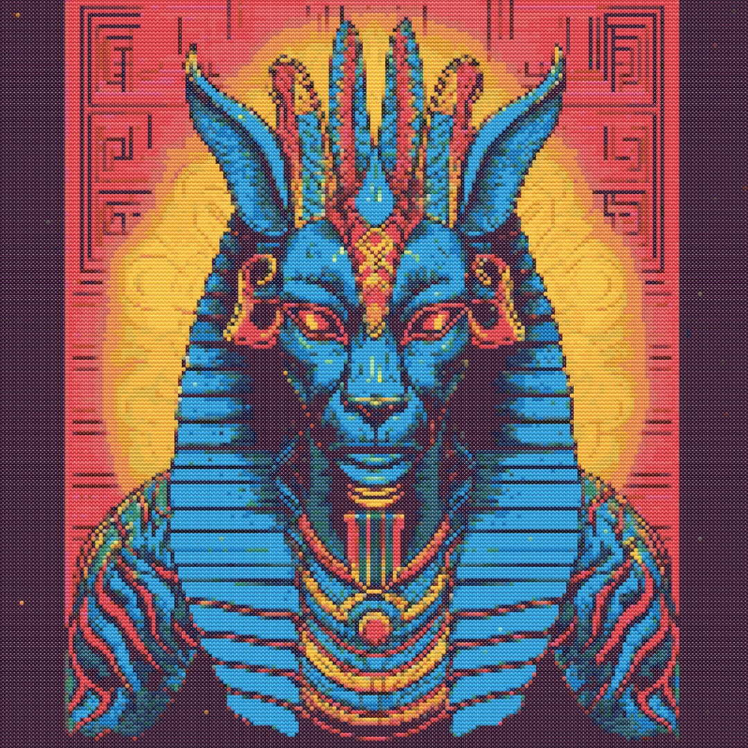 Anubis in Bright Colors 1 Cross-stitch Pattern Digital Download - Etsy