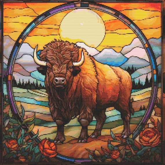 Buffalo Stained Glass Patterns Stained Glass Buffalo (Bison)