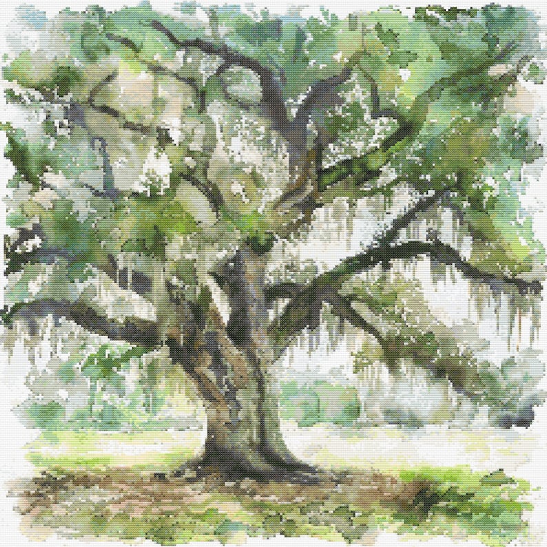 Live Oak With Spanish Moss 5 Cross-stitch Pattern Digital Download - Etsy