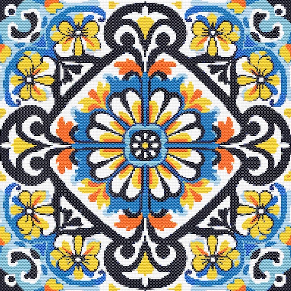 Mexican Tile Cross Stitch - Etsy