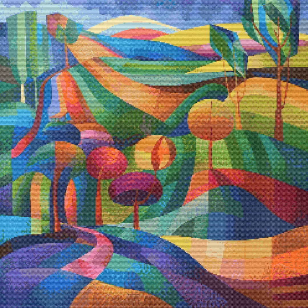 Bright Cubist Landscape 4 Cross-stitch Pattern Digital Download - Etsy
