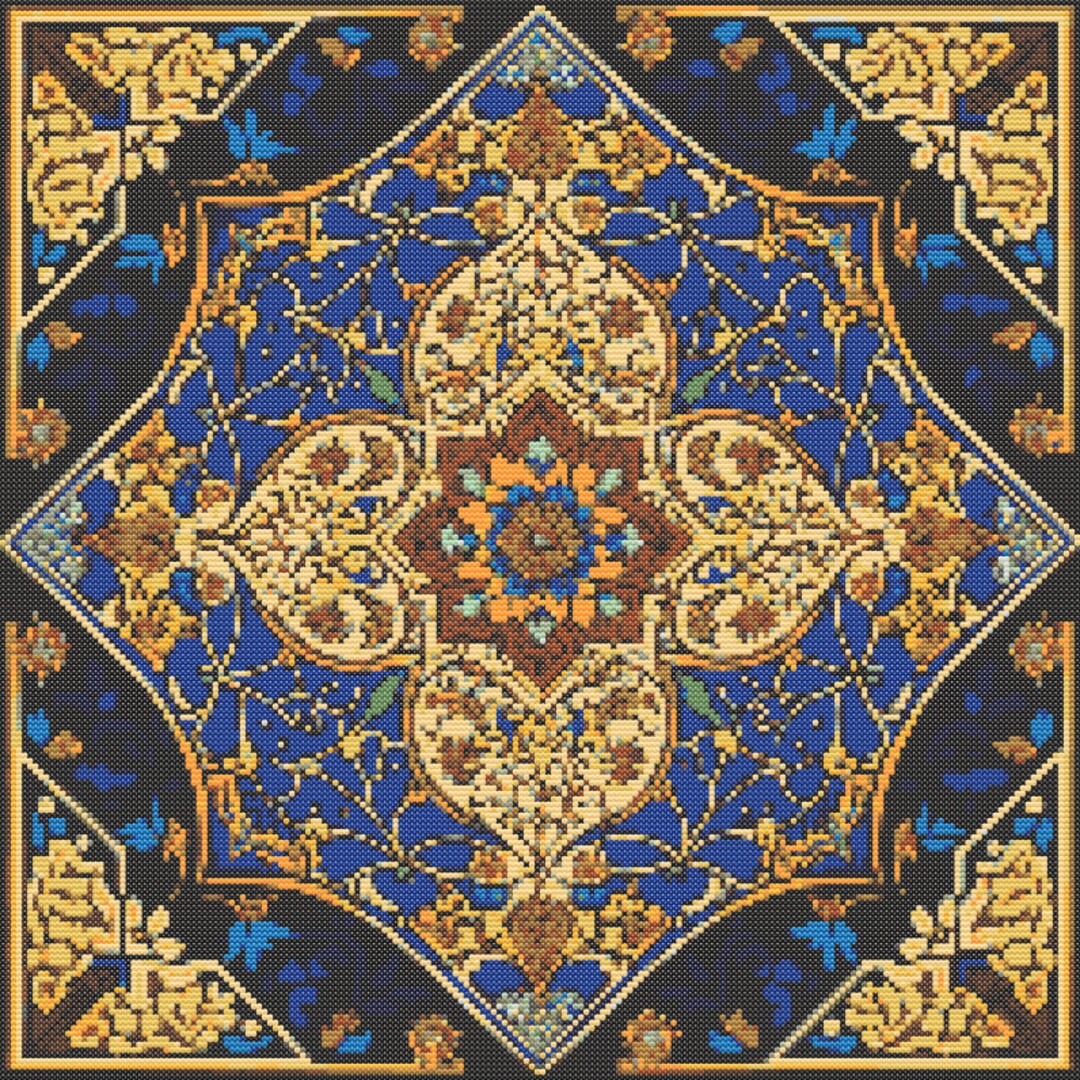 Iranian Tile Cross-stitch Pattern Digital Download - Etsy