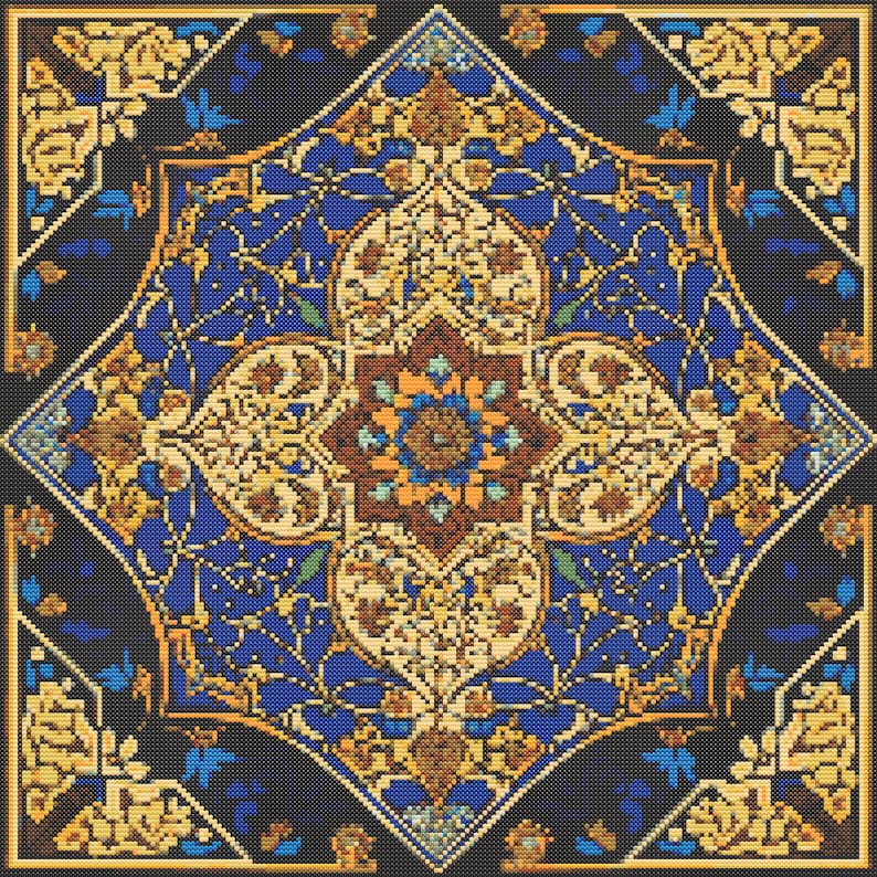 Iranian Tile Cross-stitch Pattern Digital Download - Etsy