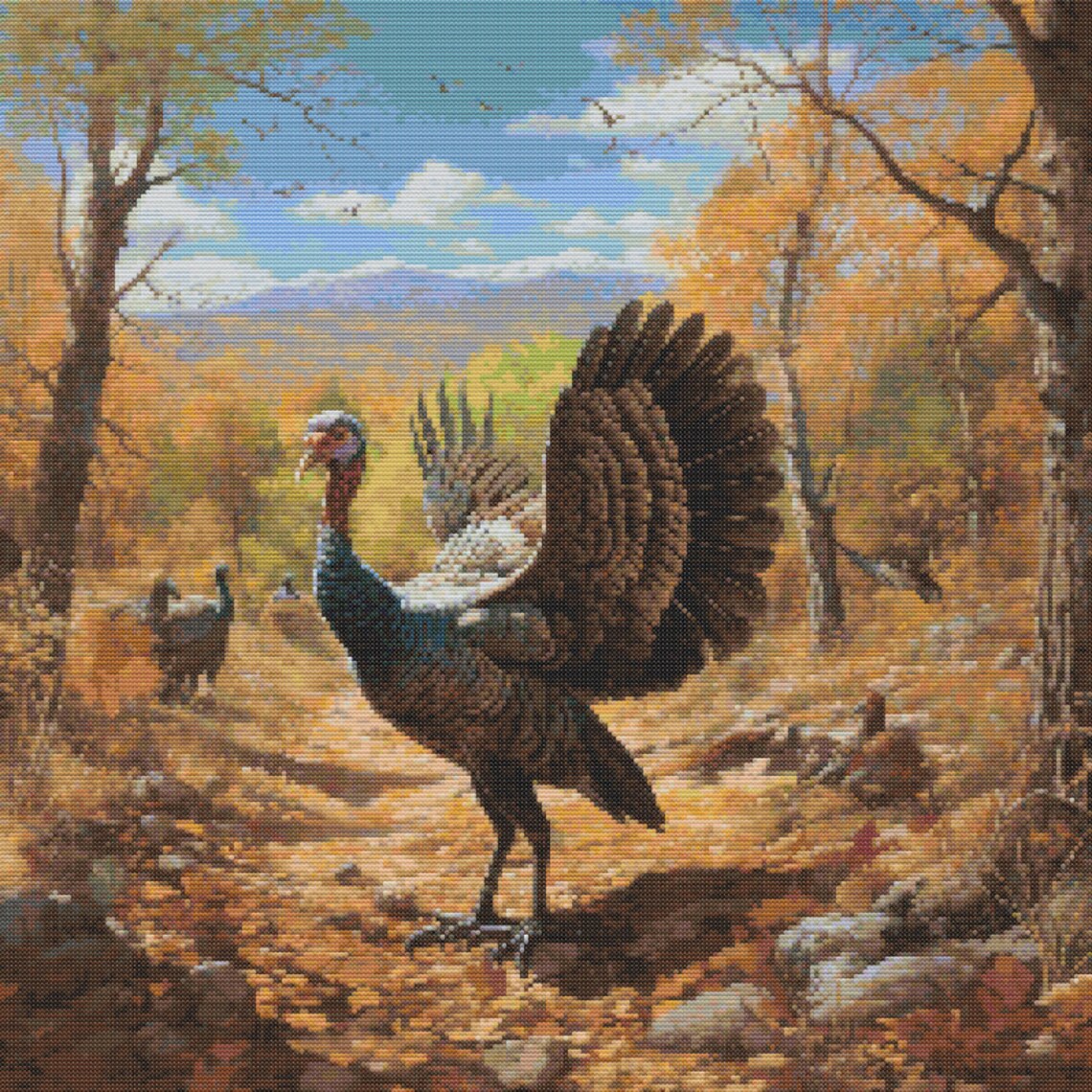 Wild Turkey Scene 2 Cross-stitch Pattern Digital Download - Etsy