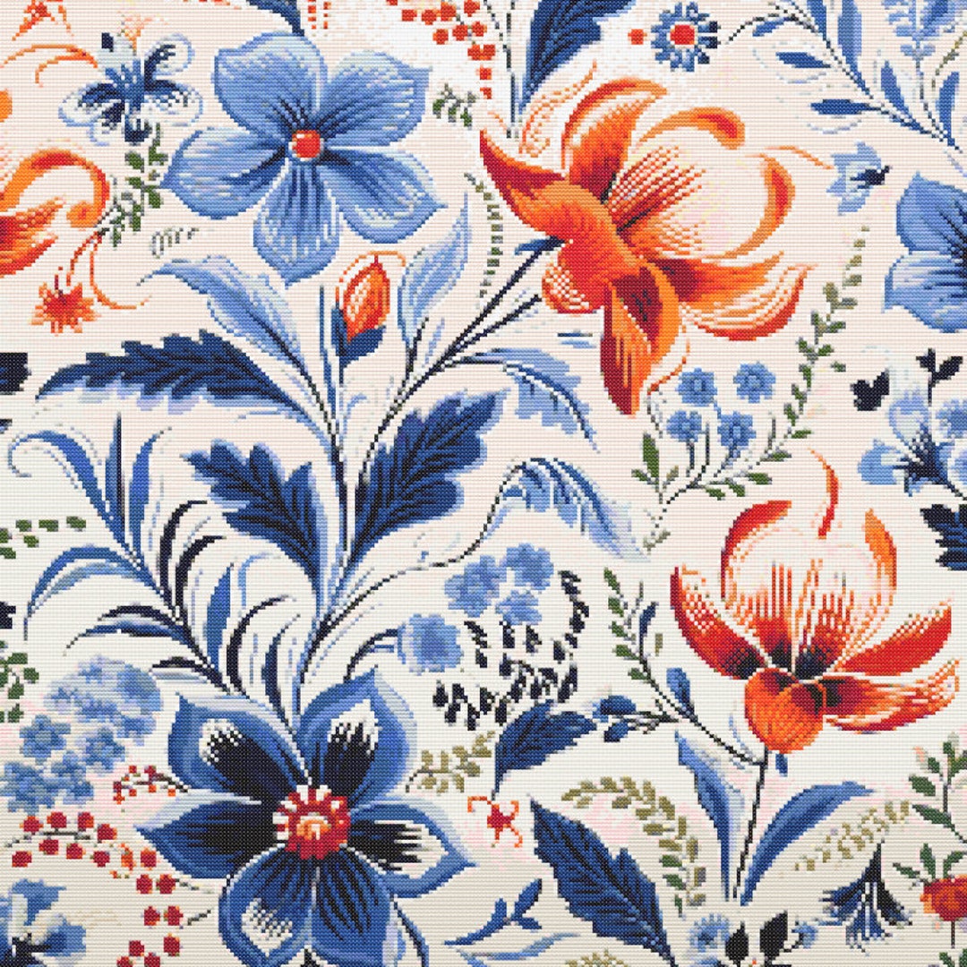 Finnish Floral Pattern 2 Cross-stitch Pattern Digital Download - Etsy