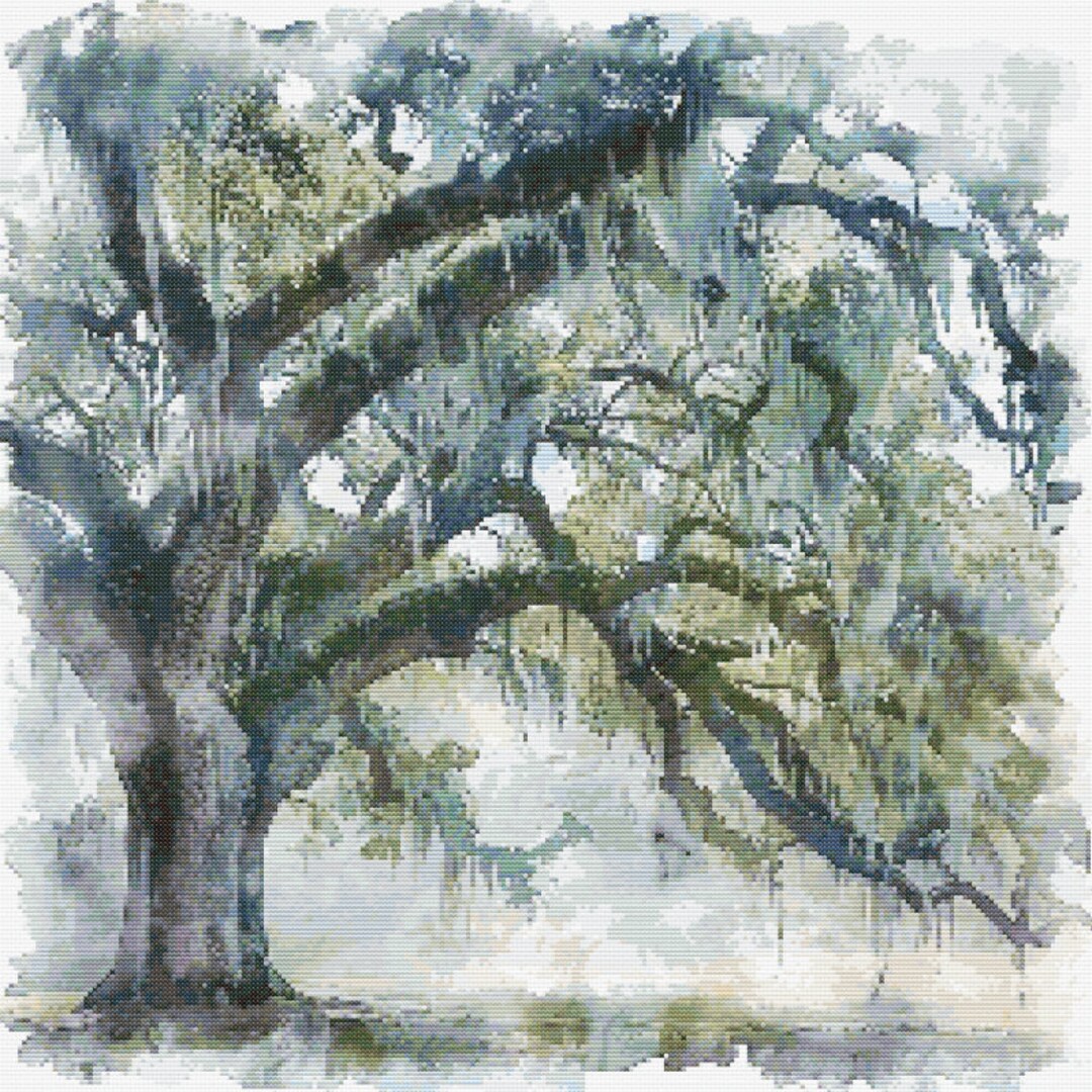 Live Oak With Spanish Moss 4 Cross-stitch Pattern Digital Download - Etsy