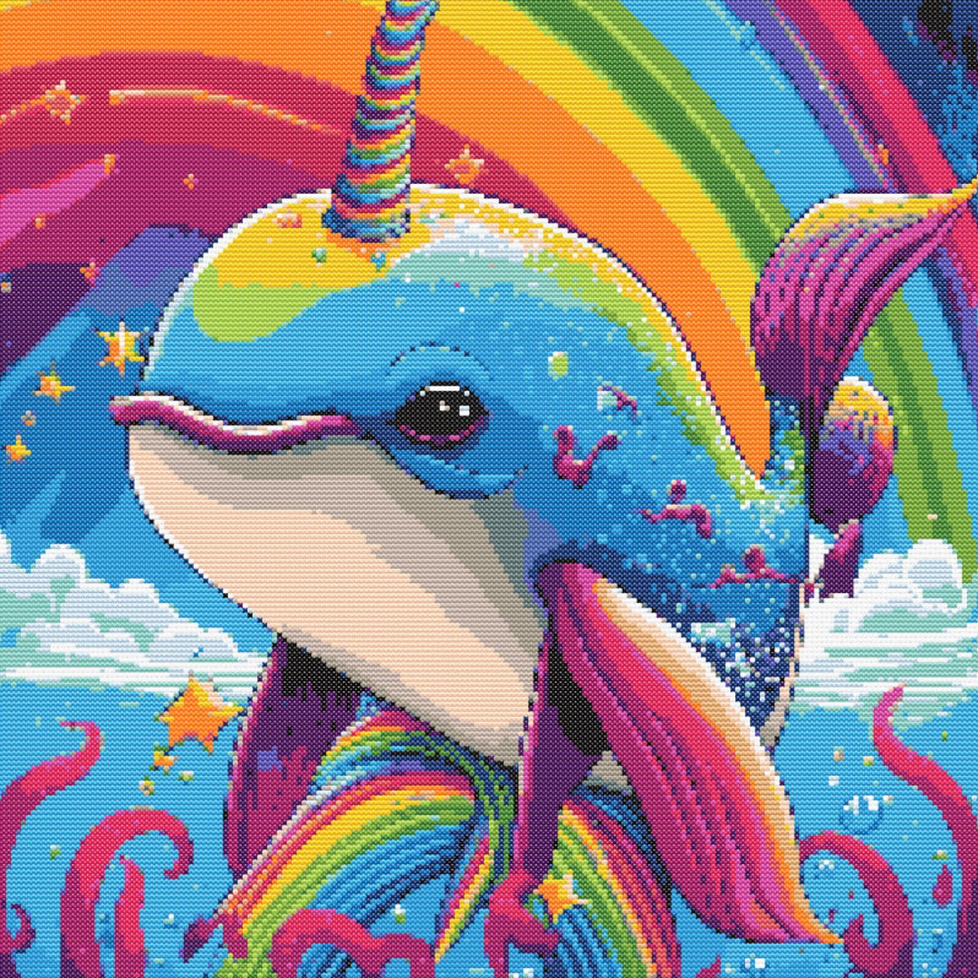Rainbow Narwhal 2 Cross-stitch Pattern Digital Download - Etsy