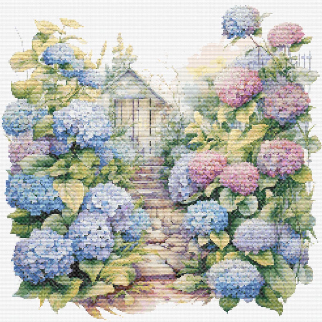 Hydrangeas Garden 2 Cross-stitch Pattern Digital Download - Etsy