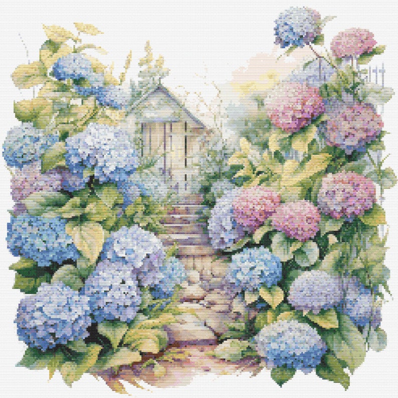 Hydrangeas Garden 2 Cross-stitch Pattern Digital Download - Etsy