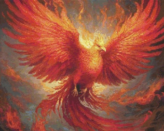 Phoenix Rising Cross Stitch Pattern Golden, Fire, Ice, Phoenix ...