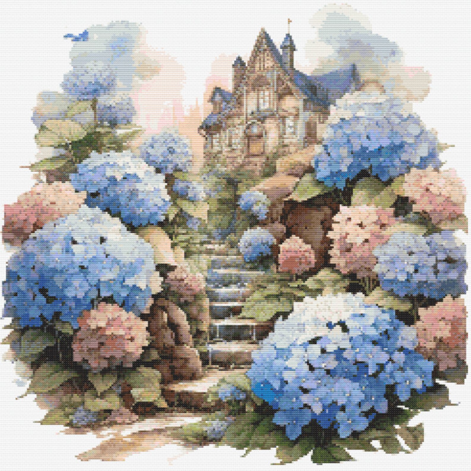 Hydrangeas Garden 3 Cross-stitch Pattern Digital Download - Etsy
