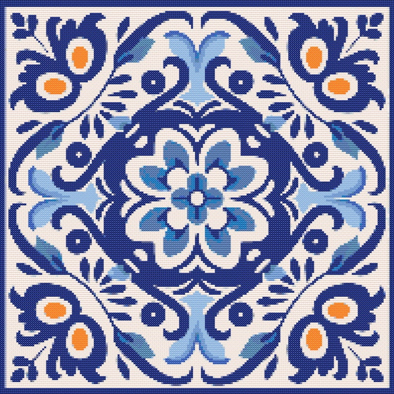 Mexican Tile Pattern 2 Cross-stitch Pattern Digital Download - Etsy