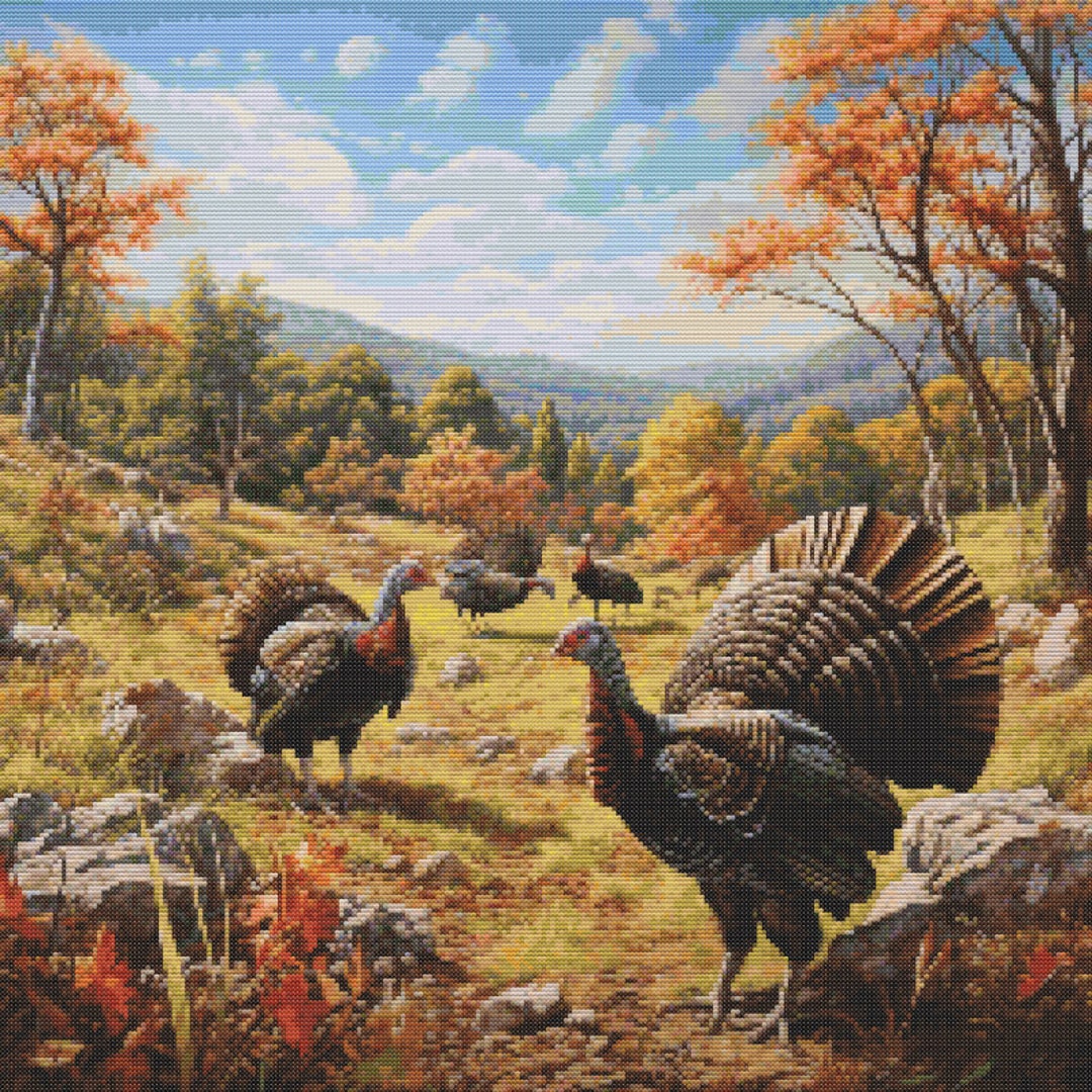 Wild Turkey Scene 1 Cross-stitch Pattern Digital Download - Etsy