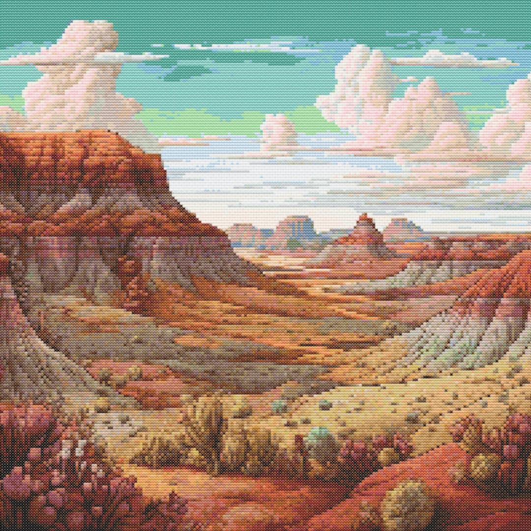 Painted Desert Scene 1 Cross-stitch Pattern Digital Download - Etsy