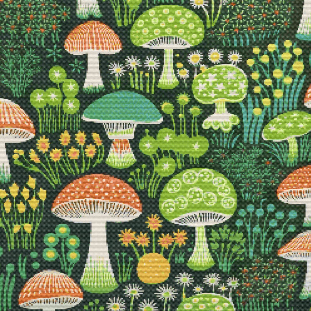 Retro Mushrooms 7 Cross-stitch Pattern Digital Download - Etsy